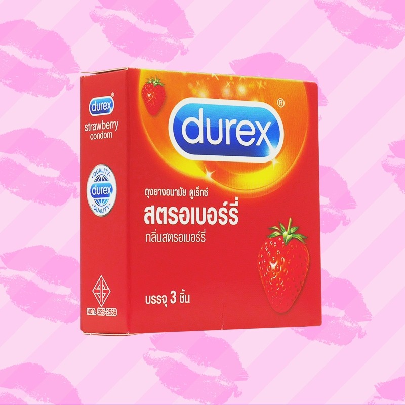 Durex Strawberry 1 กล่อง (3 ชิ้น)