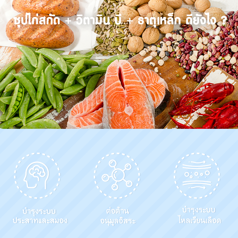 แบรนด์ซุปไก่สกัดผสมธาตุเหล็กและวิตามินบี 60 เม็ด