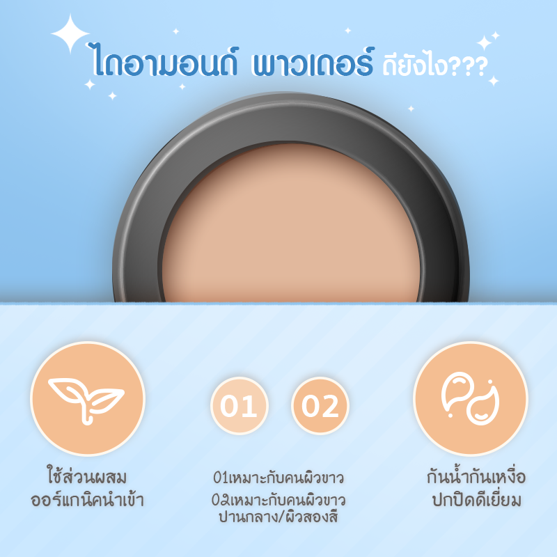 LIV Diamond Powder Foundation SPF30 PA+++ ขนาด 10 g | 01 เหมาะกับคนผิวขาว